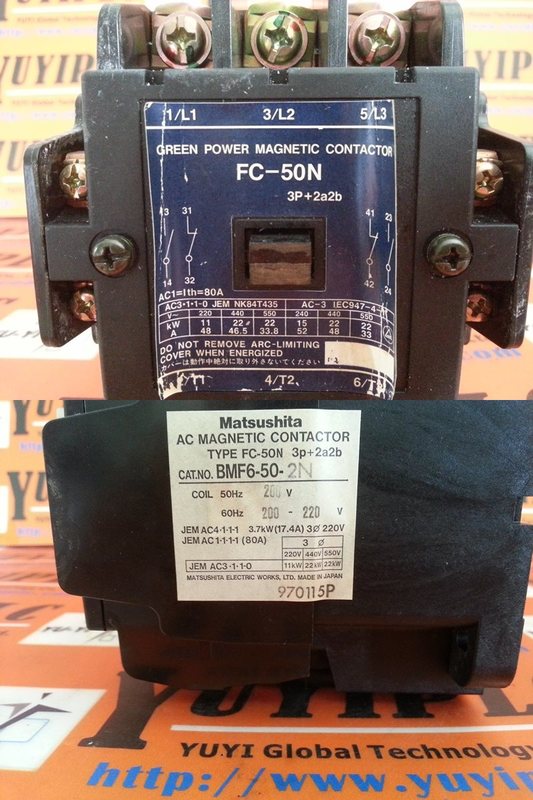 MATSUSHITA AC MAGNETIC CONTACTOR FC-50N BMF6-50-2N - 裕益科技自動化設備可程式編碼器PLC分散式控制系統DCS